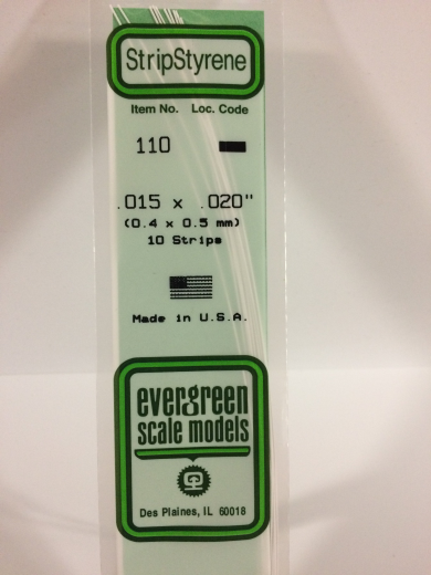 Evergreen White Polystyrene Strip 0.015 x 0.020 x 14" / 0.38mm x 0.51mm ...